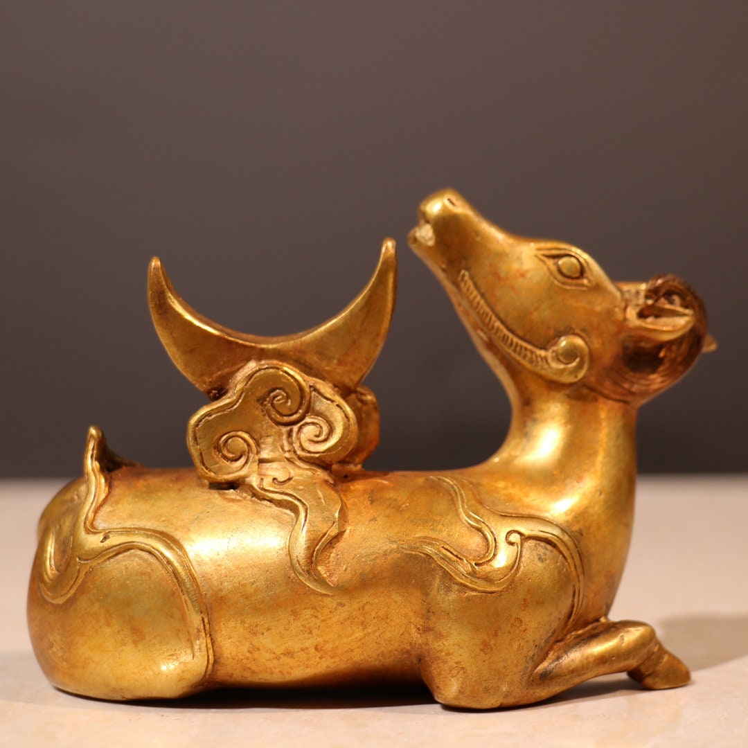 Handcarved Copper Ox Statue Penholder Ornament, Unique Design，exquisite ...