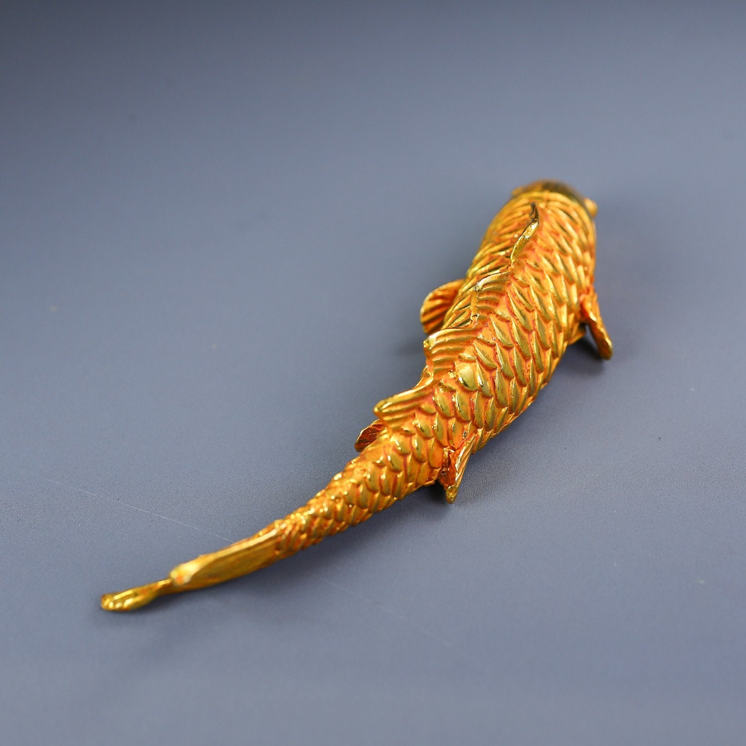 Handcarved Copper Gilded Goldfish Statue Ornaments, Desktop Decoration ...