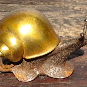 Handcarved Copper Gold-plated Snail Statue Ornament,pen Holder,unique ...