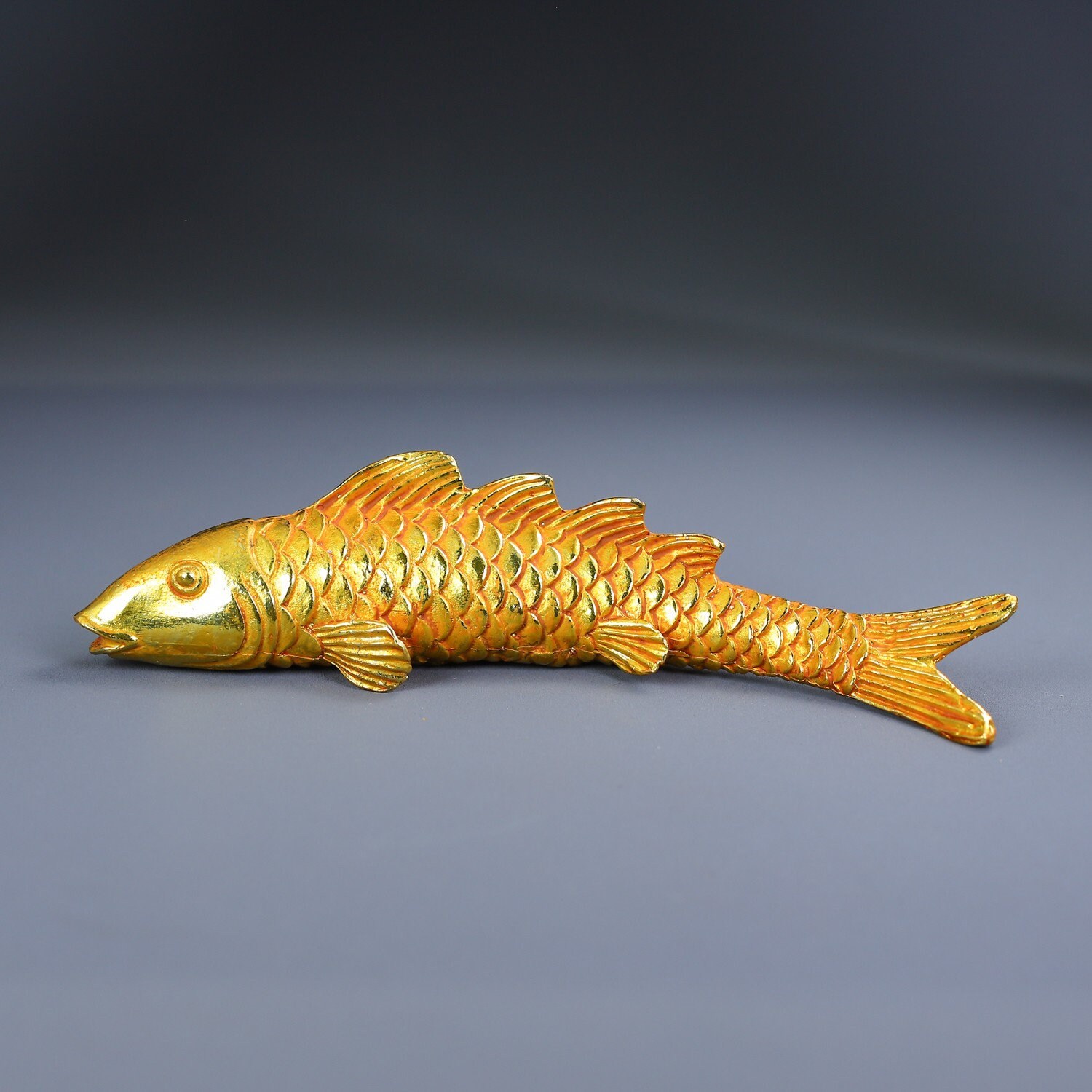 Handcarved Copper Gilded Goldfish Statue Ornaments, Desktop Decoration ...