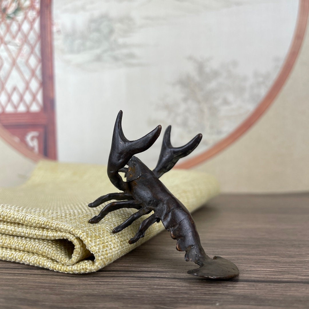 Hand Carved Copper Rare Lobster Statue Pen Holder Ornament,tea Pet, Lid ...