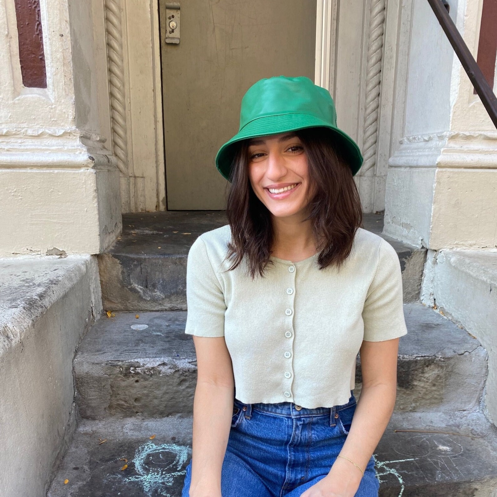 Emerald Green Bucket Hat, Leather Bucket Hat, Green Leather, Kelly ...