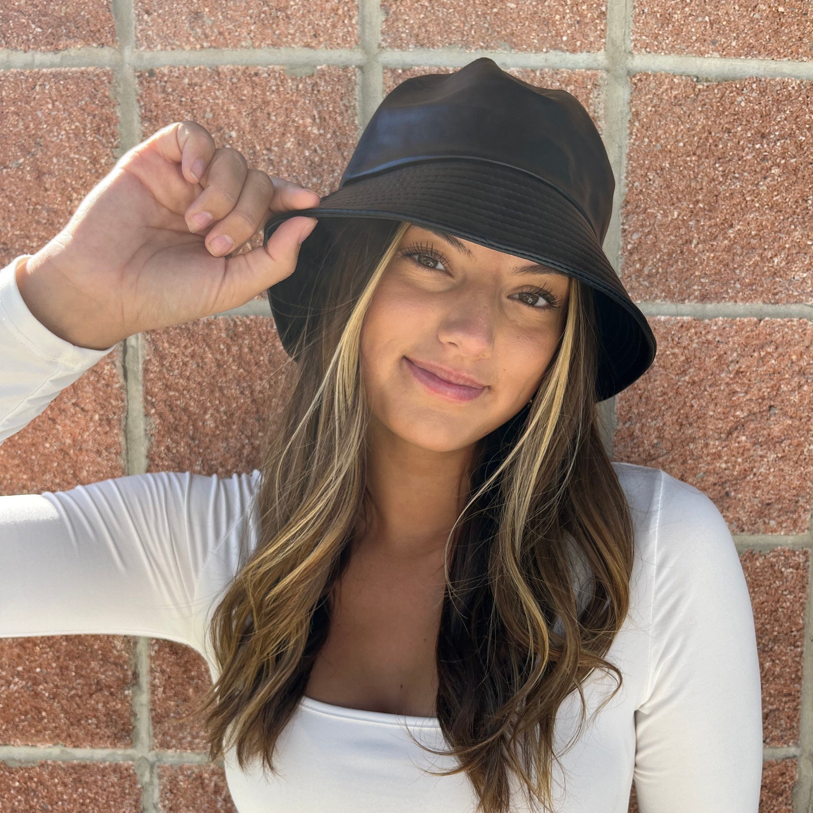 Black Bucket Hat, Leather Bucket Hat, Black Leather Hat, Spring 2025 ...