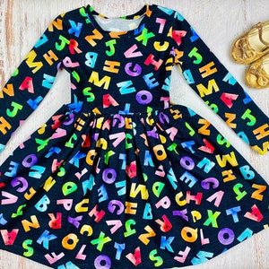 Back to School Dress Girls Kindergarten Dress Toddler ABC Dress ...