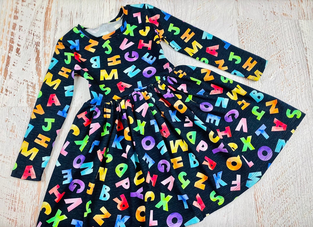 Back to School Dress Girls Kindergarten Dress Toddler ABC Dress ...