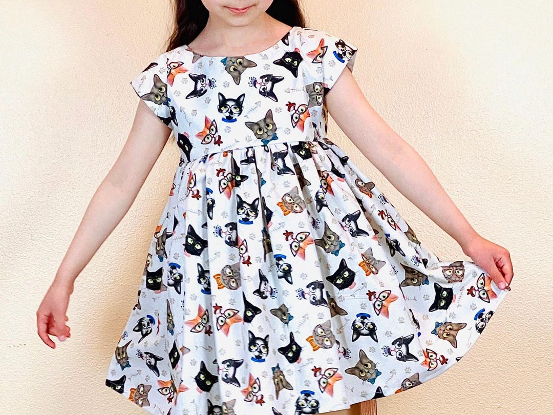 Girls Cat Dress Toddler Kitten Dress Cat Birthday Outfit Cat Gifts for ...