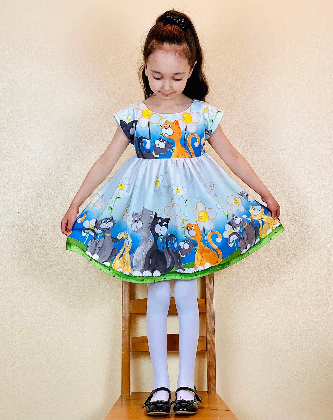 Girls Cat Dress Toddler Kitten Dress Cat Birthday Outfit Cat Gifts Baby ...