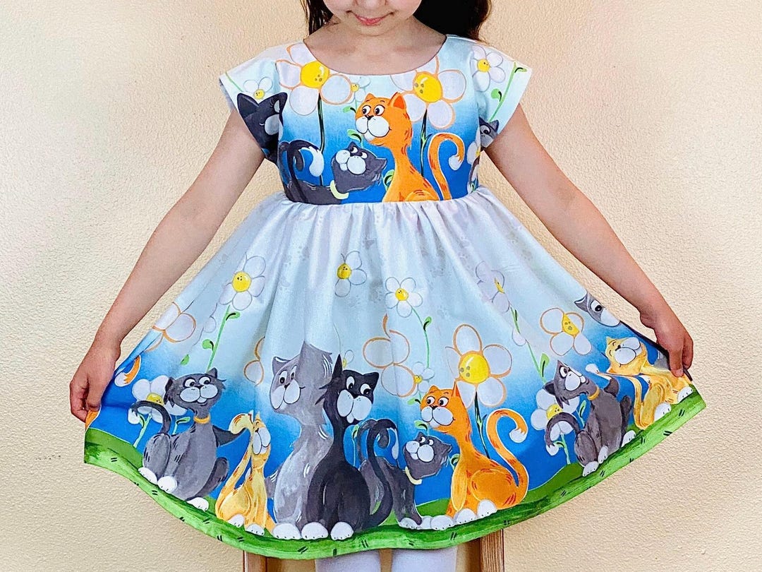 Girls Cat Dress Toddler Kitten Dress Cat Birthday Outfit Cat Gifts Baby ...