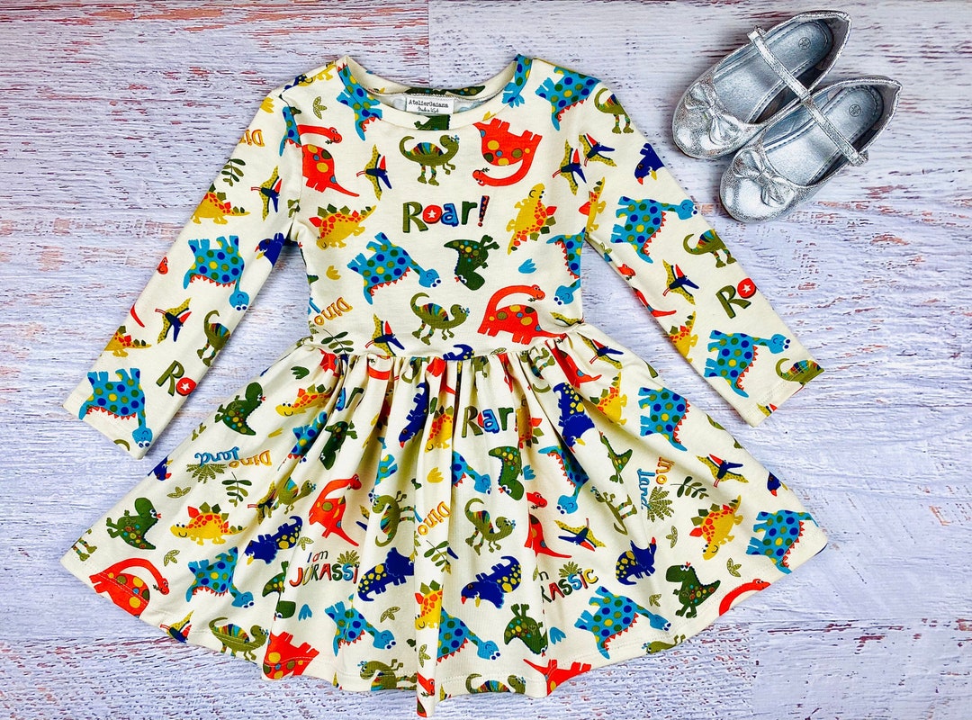 Girls Birthday Dress Toddler Dinosaur Dress Jurassic T Rex Outfit Baby ...