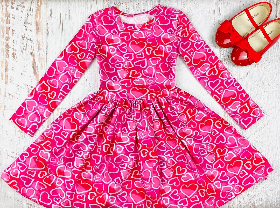 Valentines Day Dress Girl Heart Dress Toddler Valentines Party Dress ...