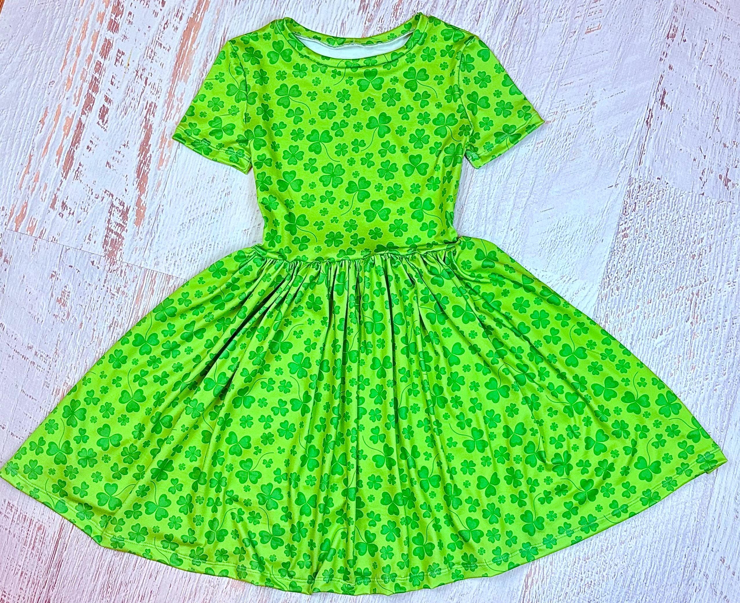 Girls St Patrick's Day Shamrock Dress, Four Leaf Clover Outfit - Etsy