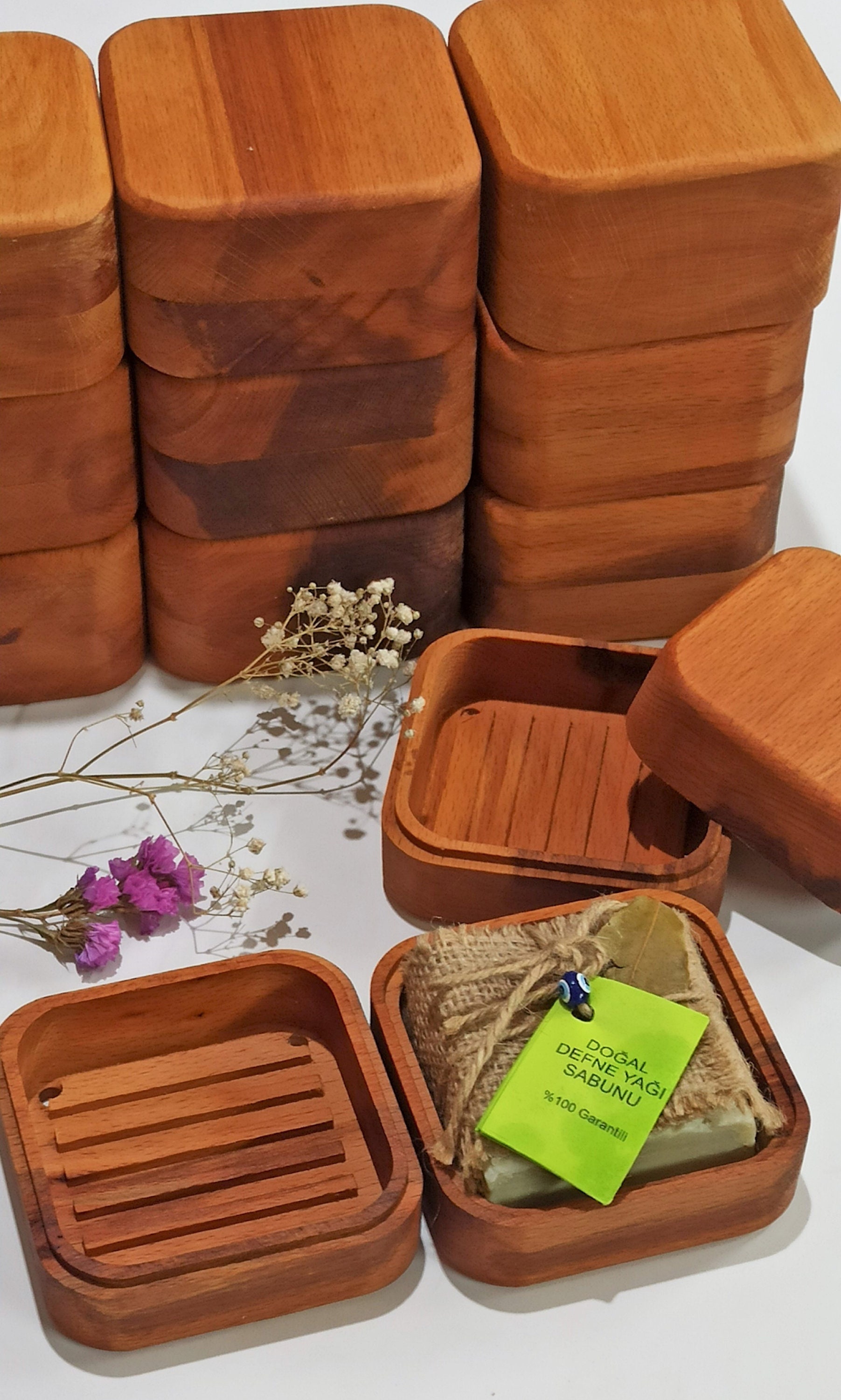 Wooden Soap Dish Box, Beech and Pine Tree, Travel Wood Soap Dish Box ...