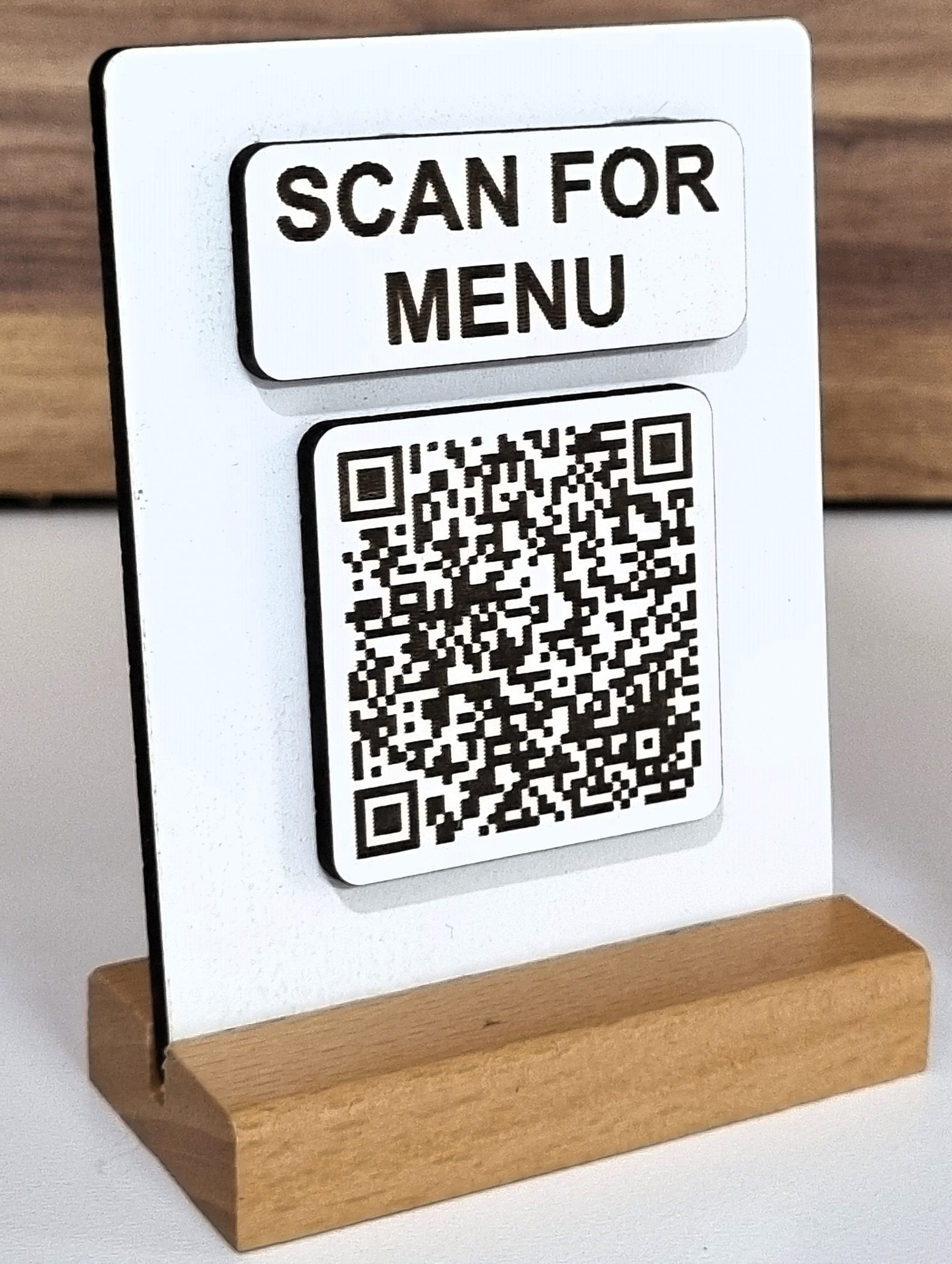 QR Code Menu Sign, Custom Engraved Wooden Restaurant Sign, Custom Made ...