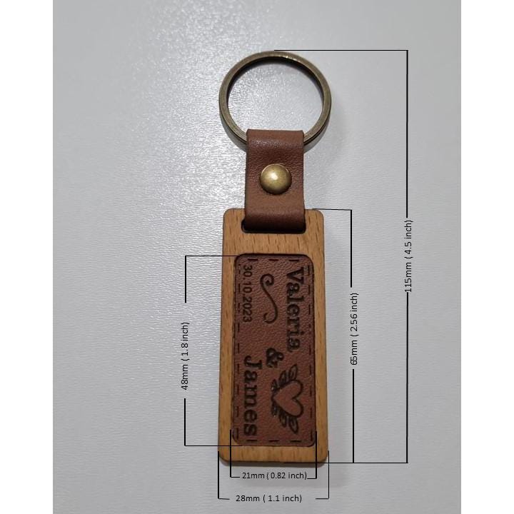 Personalized Wood & Leather Keychain, Engraved Anniversary Gift - Etsy