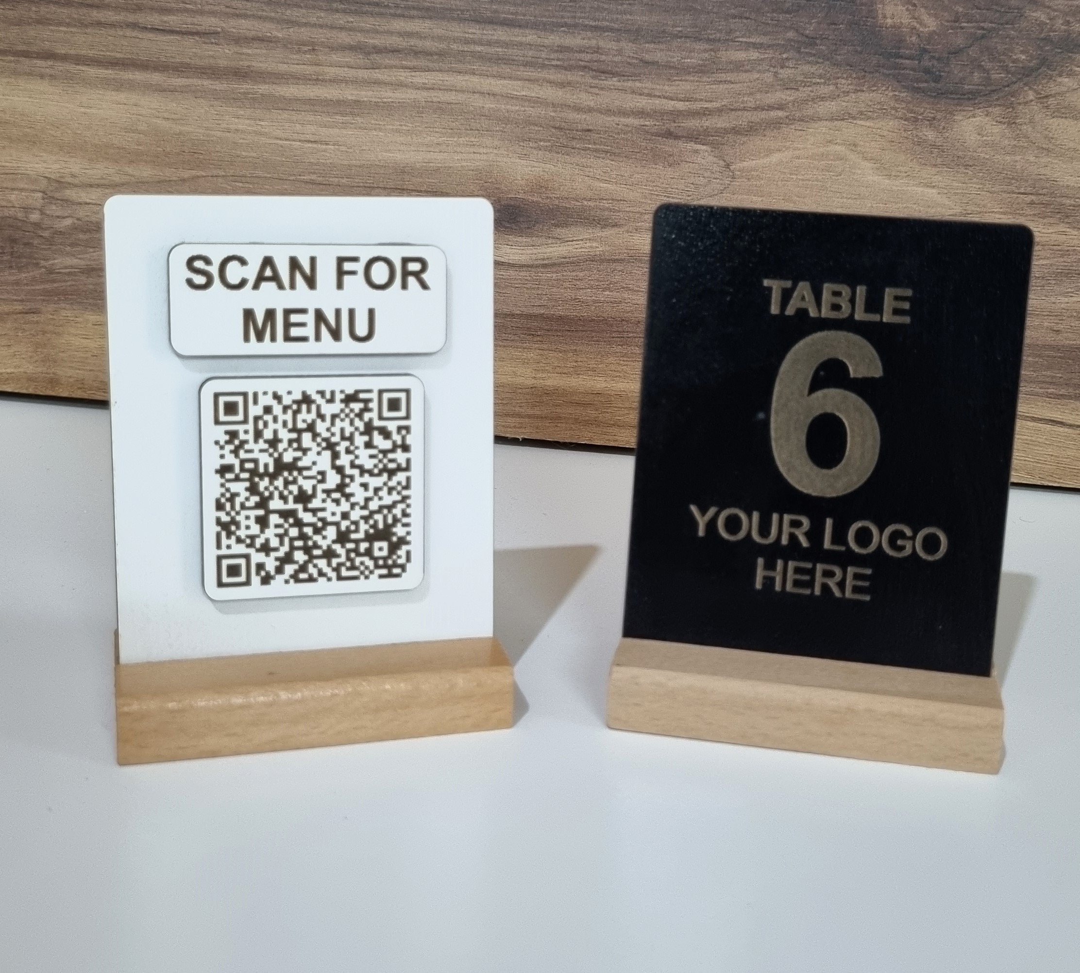QR Code Menu Sign, Custom Engraved Wooden Restaurant Sign, Custom Made ...