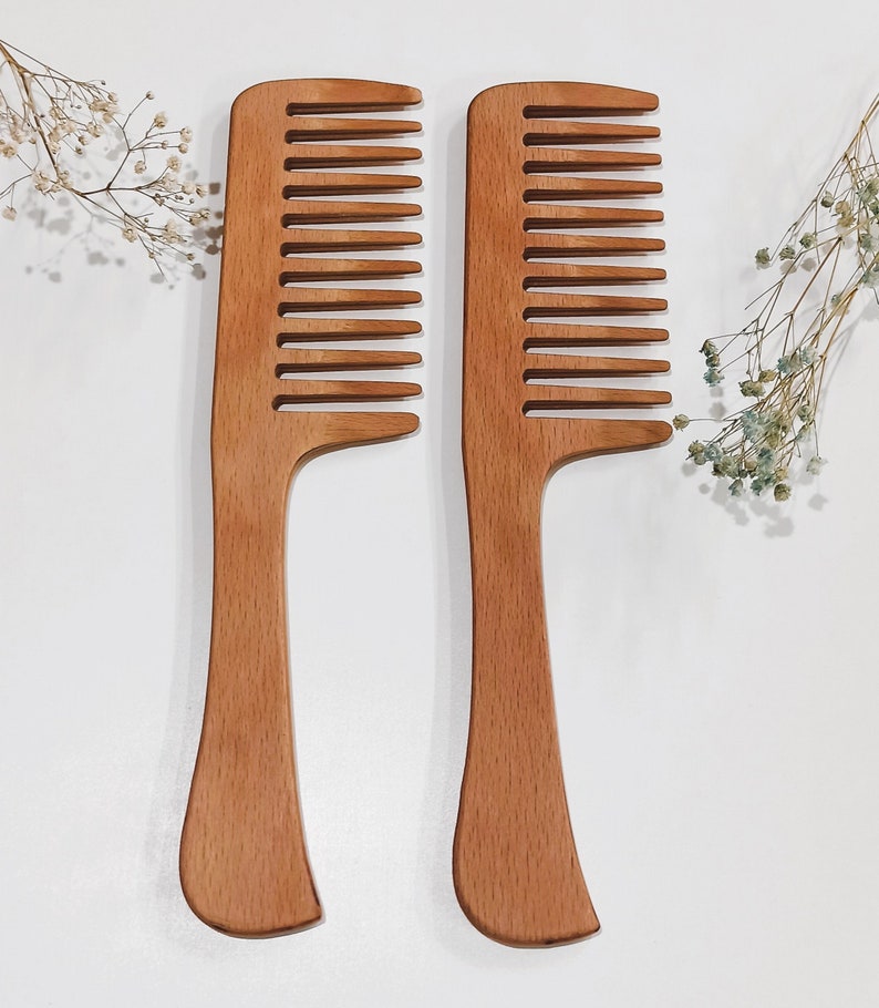 Handmade Wooden Hair Comb: Wide Tooth Detangling, Anti-static. - Etsy