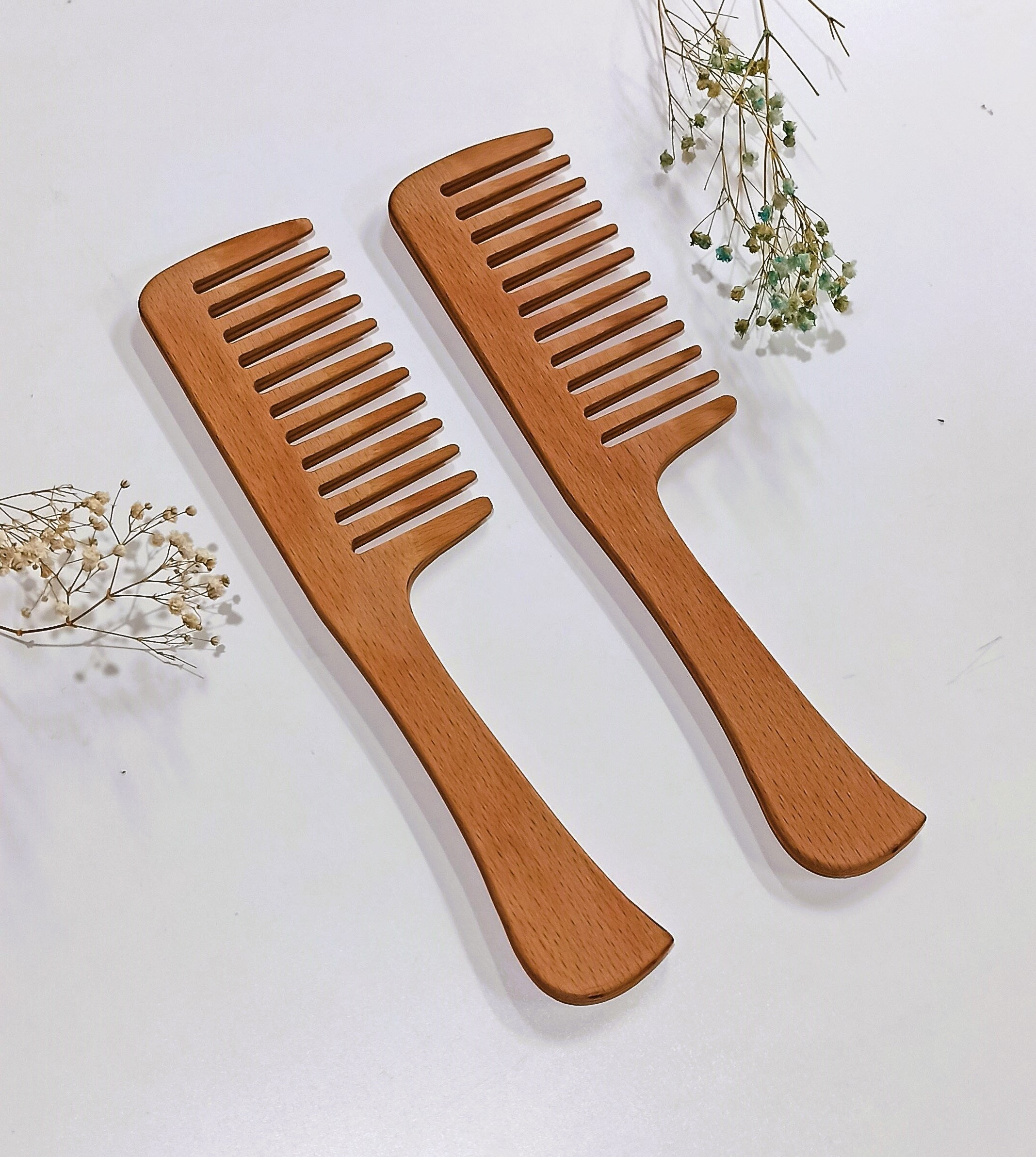 Handmade Wooden Hair Comb: Wide Tooth Detangling, Anti-static. - Etsy