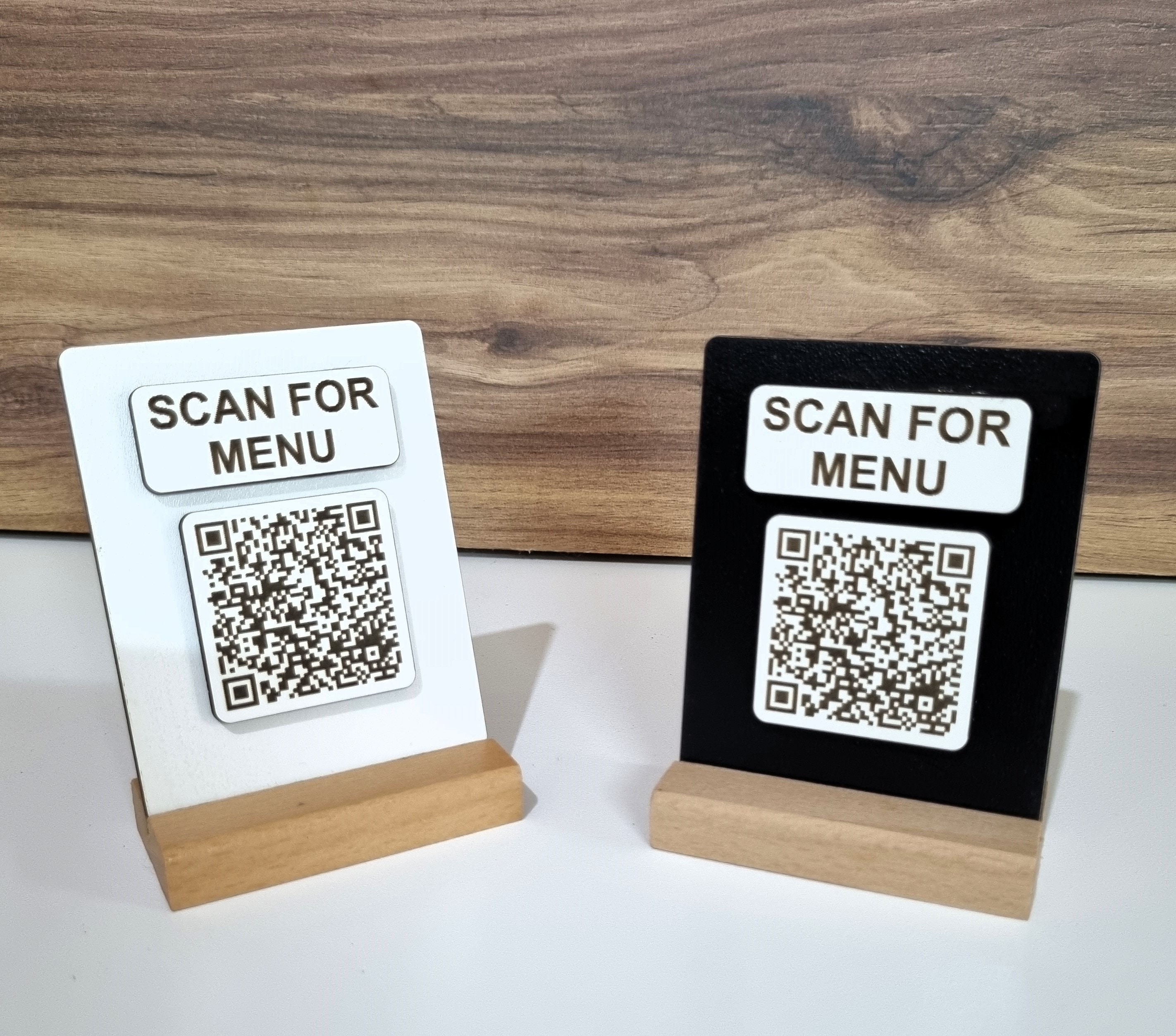 QR Code Menu Sign, Custom Engraved Wooden Restaurant Sign, Custom Made ...