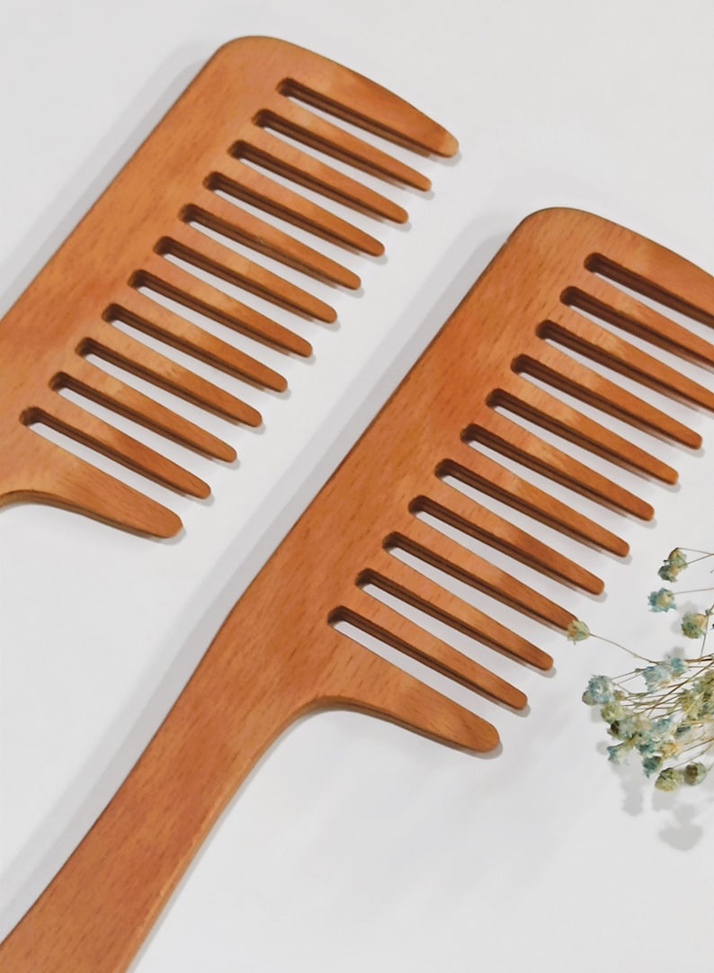 Handmade Wooden Hair Comb: Wide Tooth Detangling, Anti-static. - Etsy