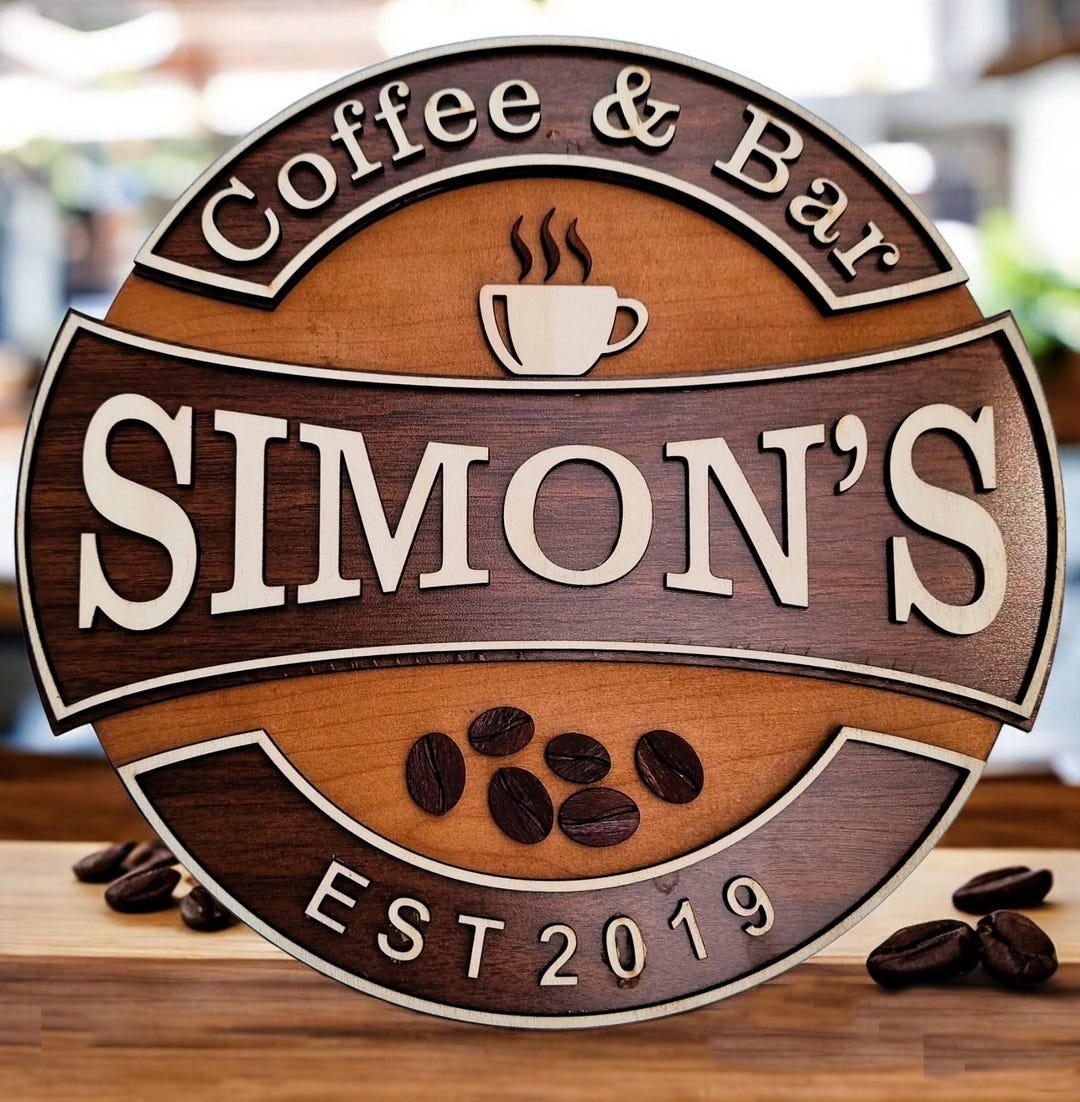 Custom Wood Sign, Cafe Bar Sign, Personalized Sign, Last Name Sign ...