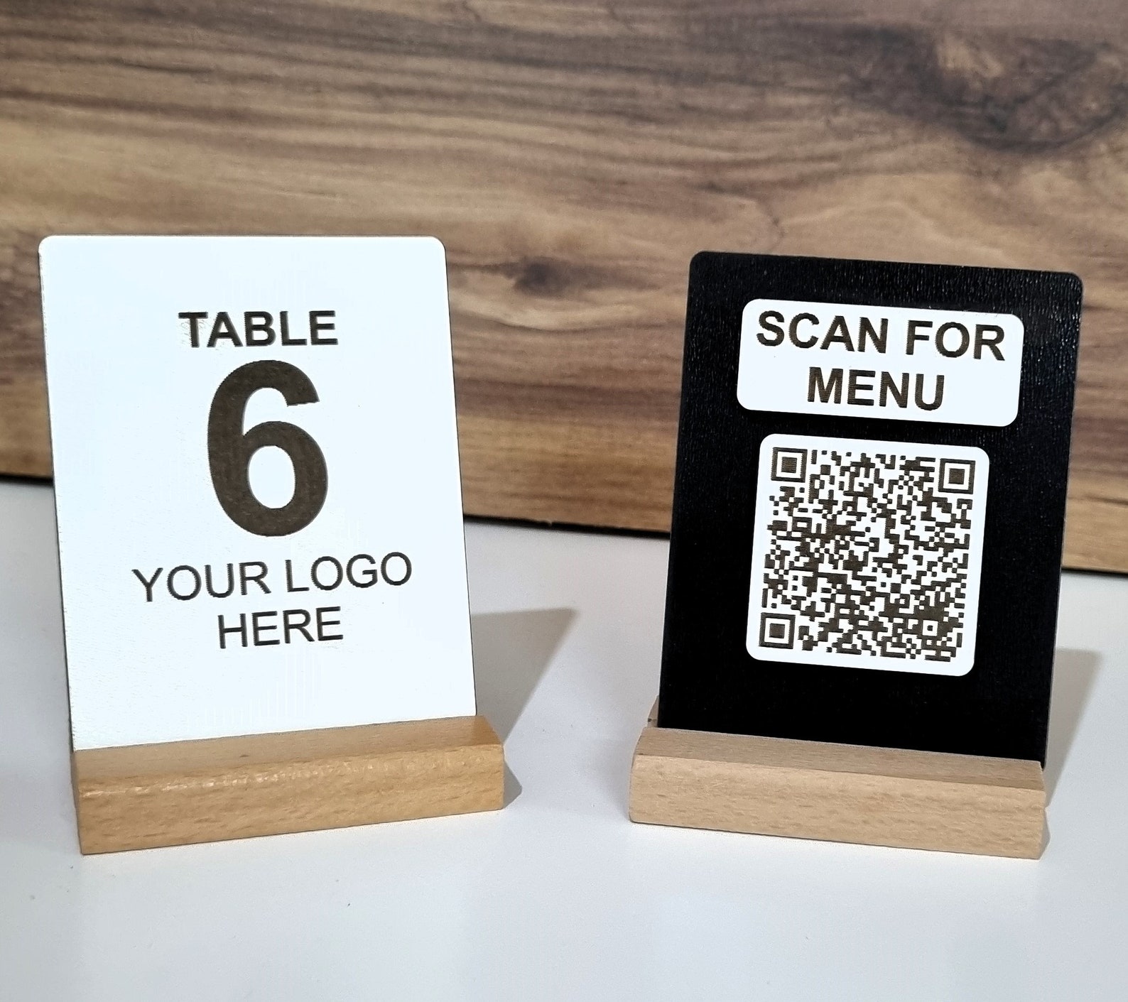 QR Code Menu Sign, Custom Engraved Wooden Restaurant Sign, Custom Made ...