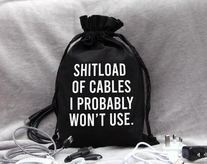 Shitload of Cables Drawstring Bag Cable Storage Gift for - Etsy