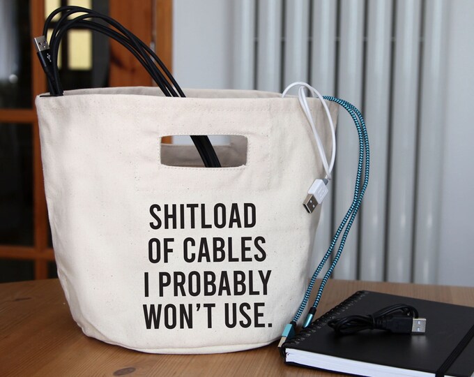 Shitload of Cables Basket, Cable Storage, Gift for Him, Gift for Dad ...