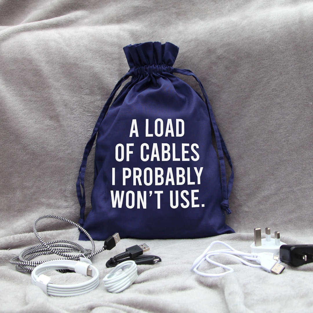 A Load of Cables Drawstring Bag, Father's Day Gift, Cable Storage, Gift ...