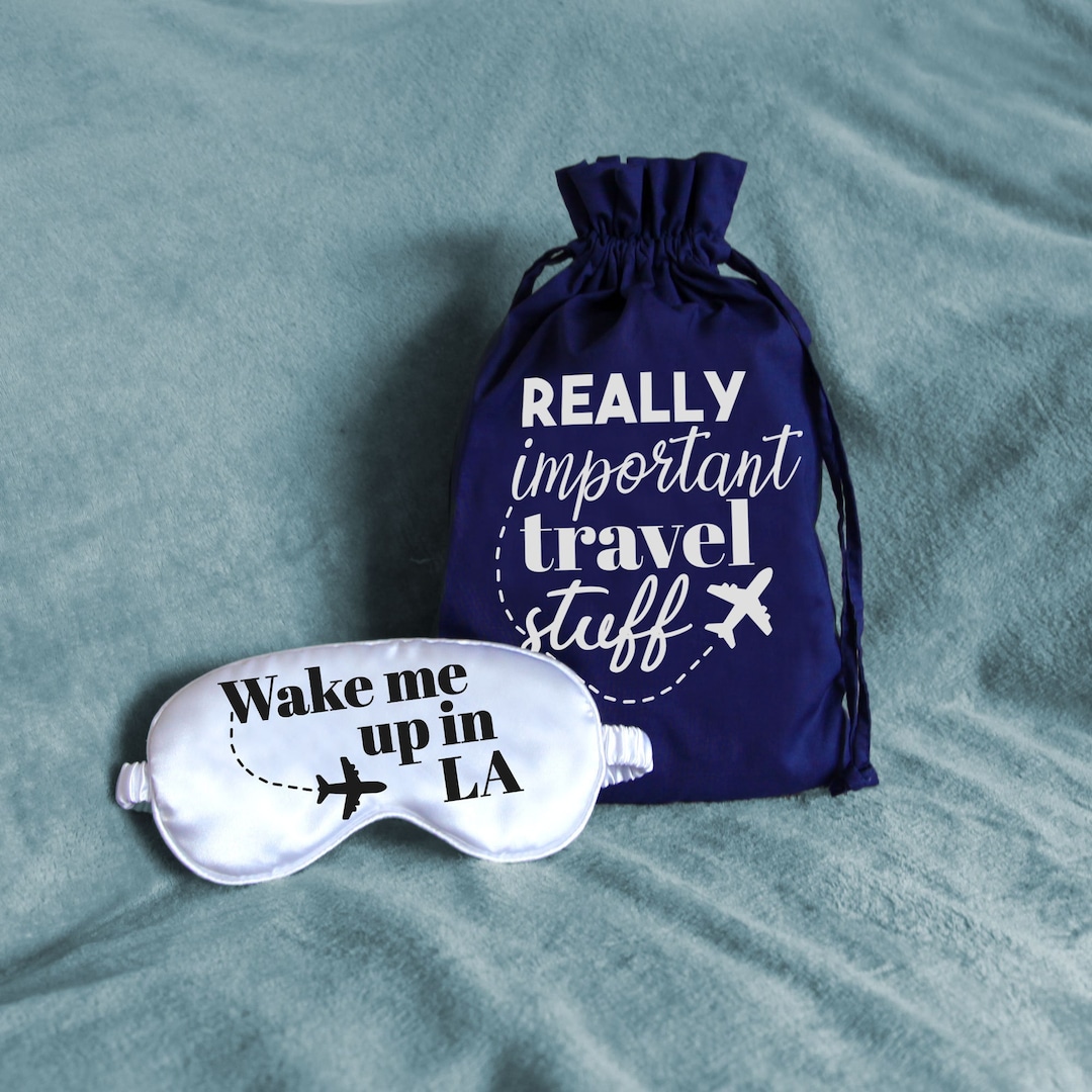 Personalised Travel Gift Set, Travel Bag and Eye Mask Set, Travel ...