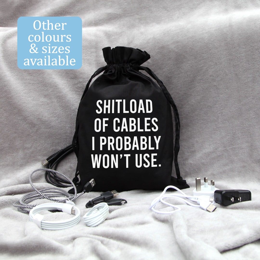 Shitload of Cables Drawstring Bag, Cable Storage, Gift for Him, Gift ...