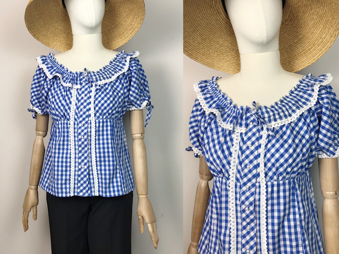 Blue Peasant Blouse Cottagecore Blouse Milkmade Style Cotton Top - Etsy