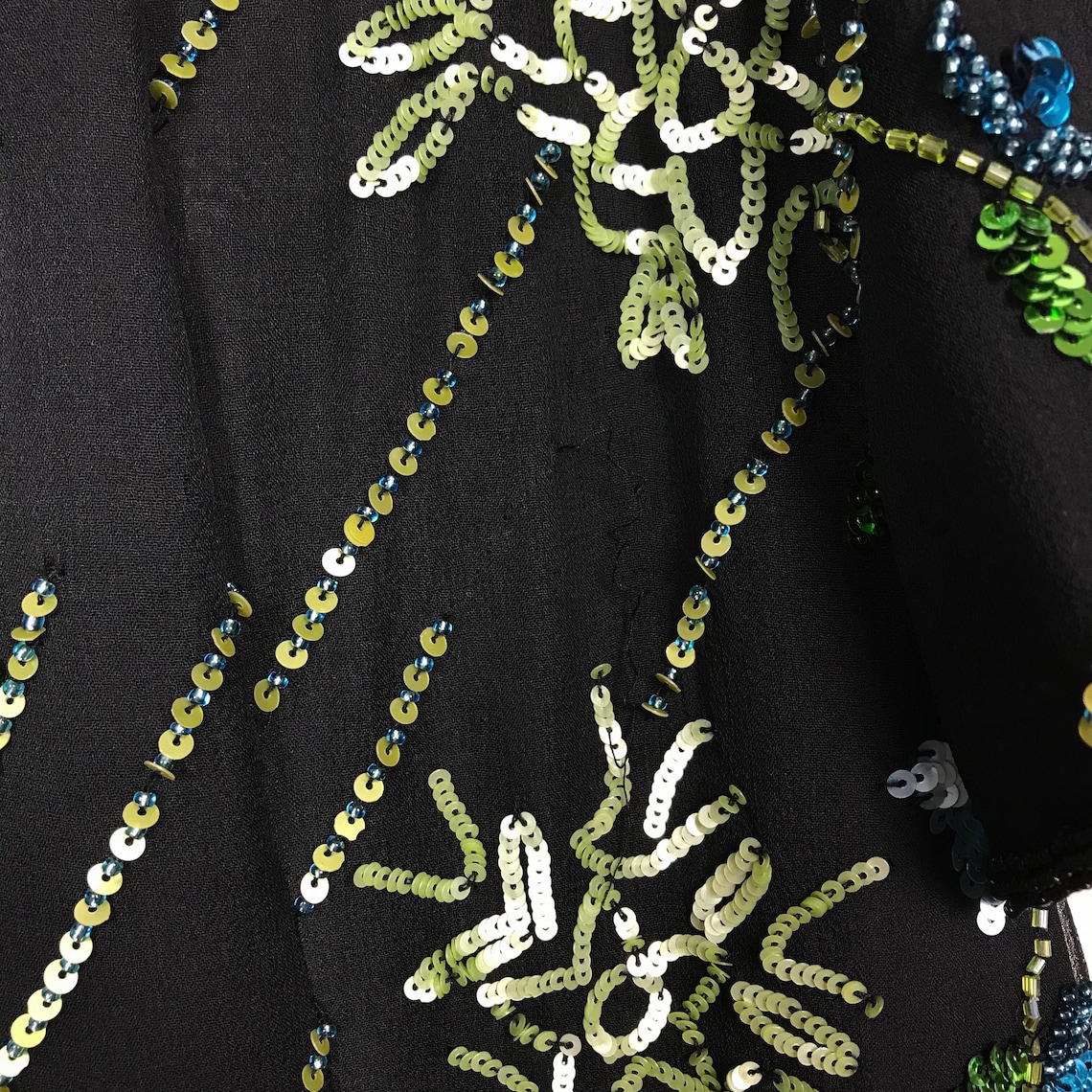 Vintage Black Silk Sequined Blouse: Floral Beaded Evening Top, XL - Etsy