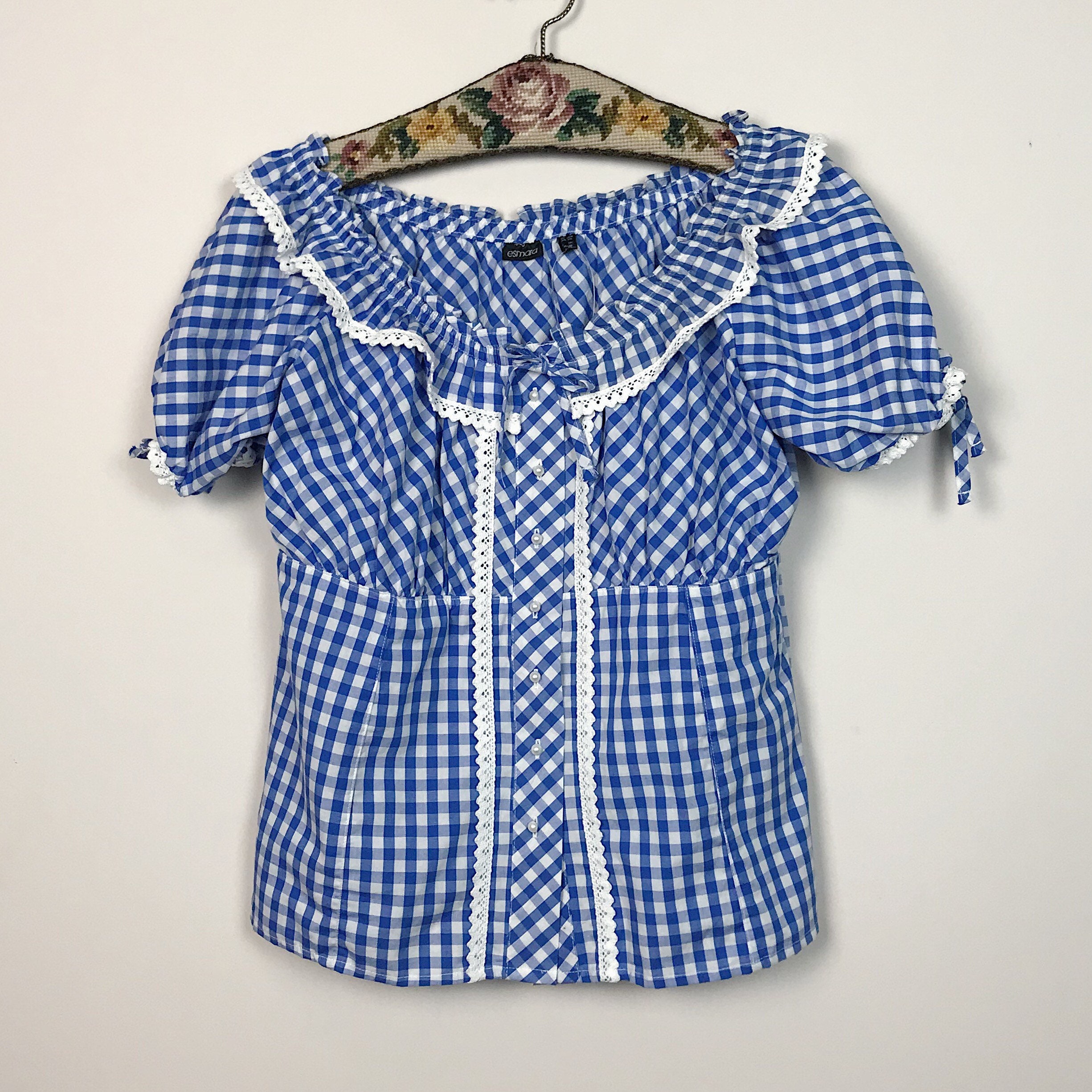 Blue Peasant Blouse Cottagecore Blouse Milkmade Style Cotton Top - Etsy