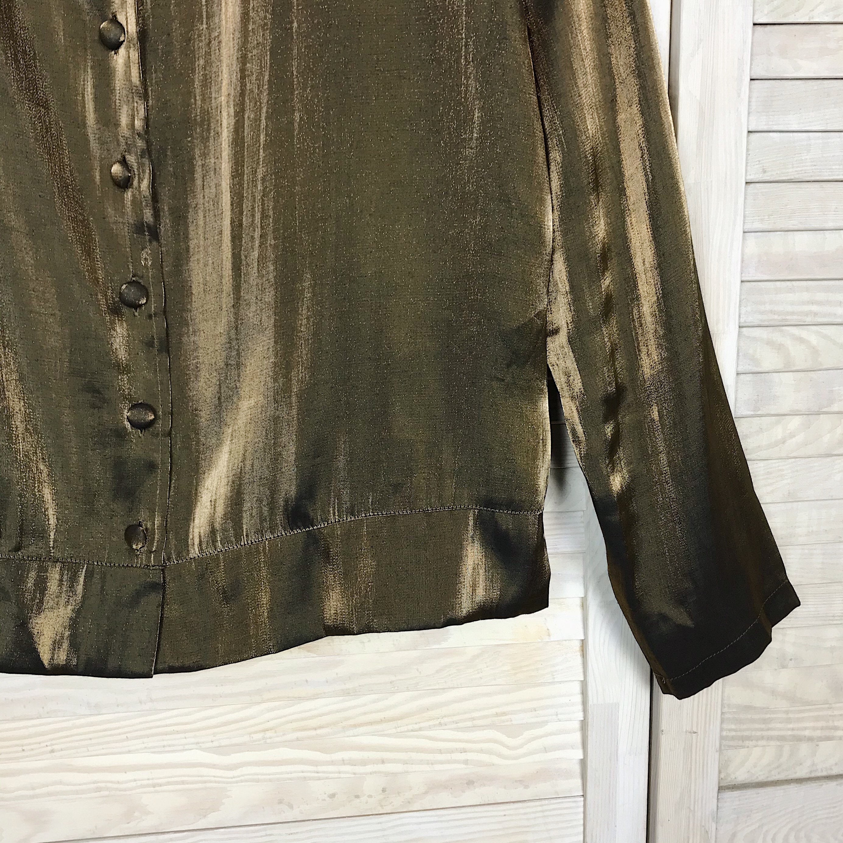 Vintage Bronze Gold Blouse Shimmer Shirt Liquid Metal Blouse - Etsy