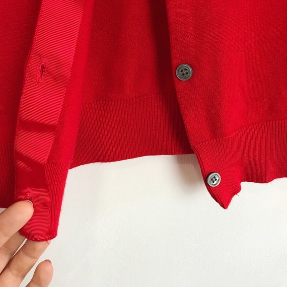 MAISON KITSUNE Designer Red Wool Button Down Cardigan… - Gem