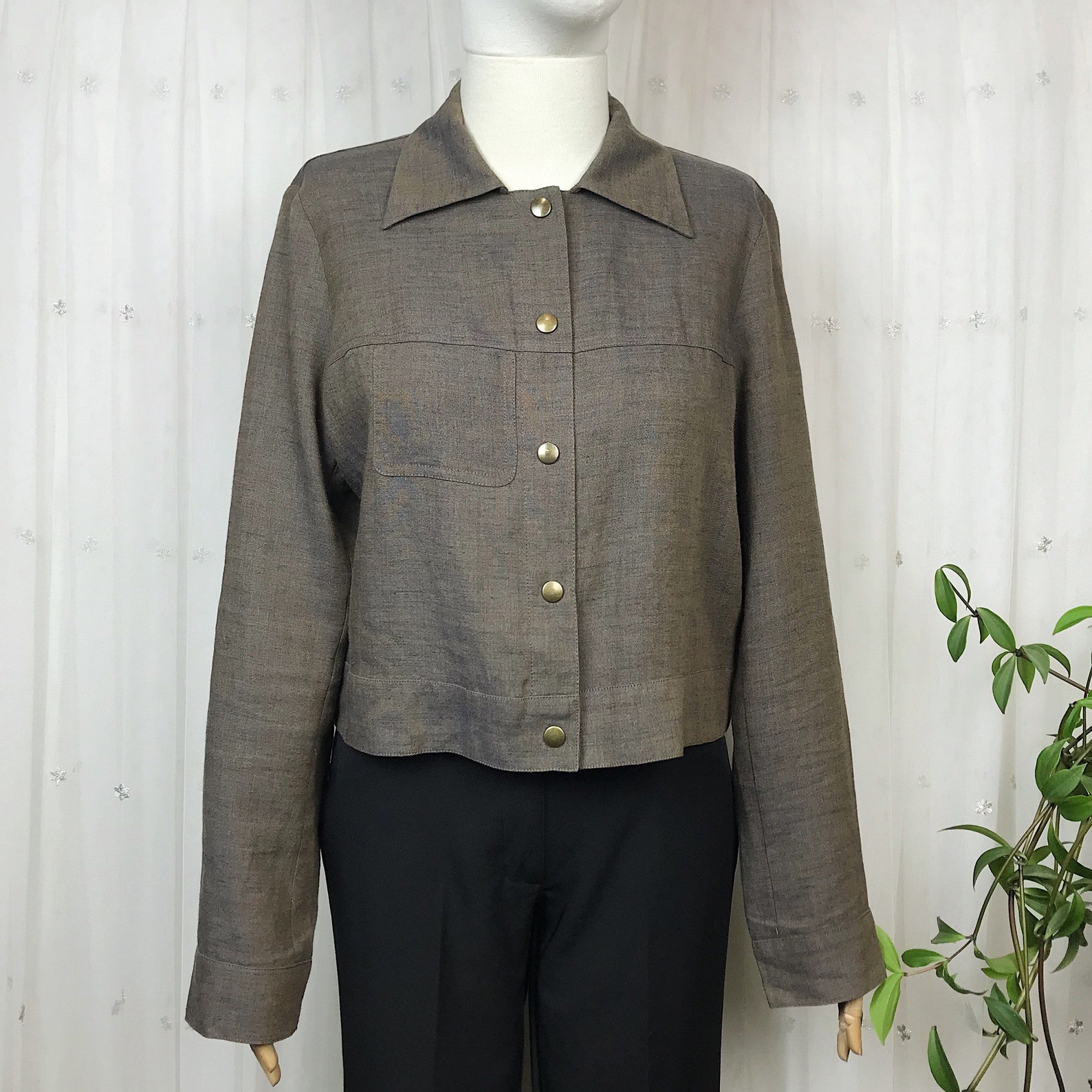 Vintage Linen Short Light Jacket Daniel Boudon Formes Paris Boho Bomber ...