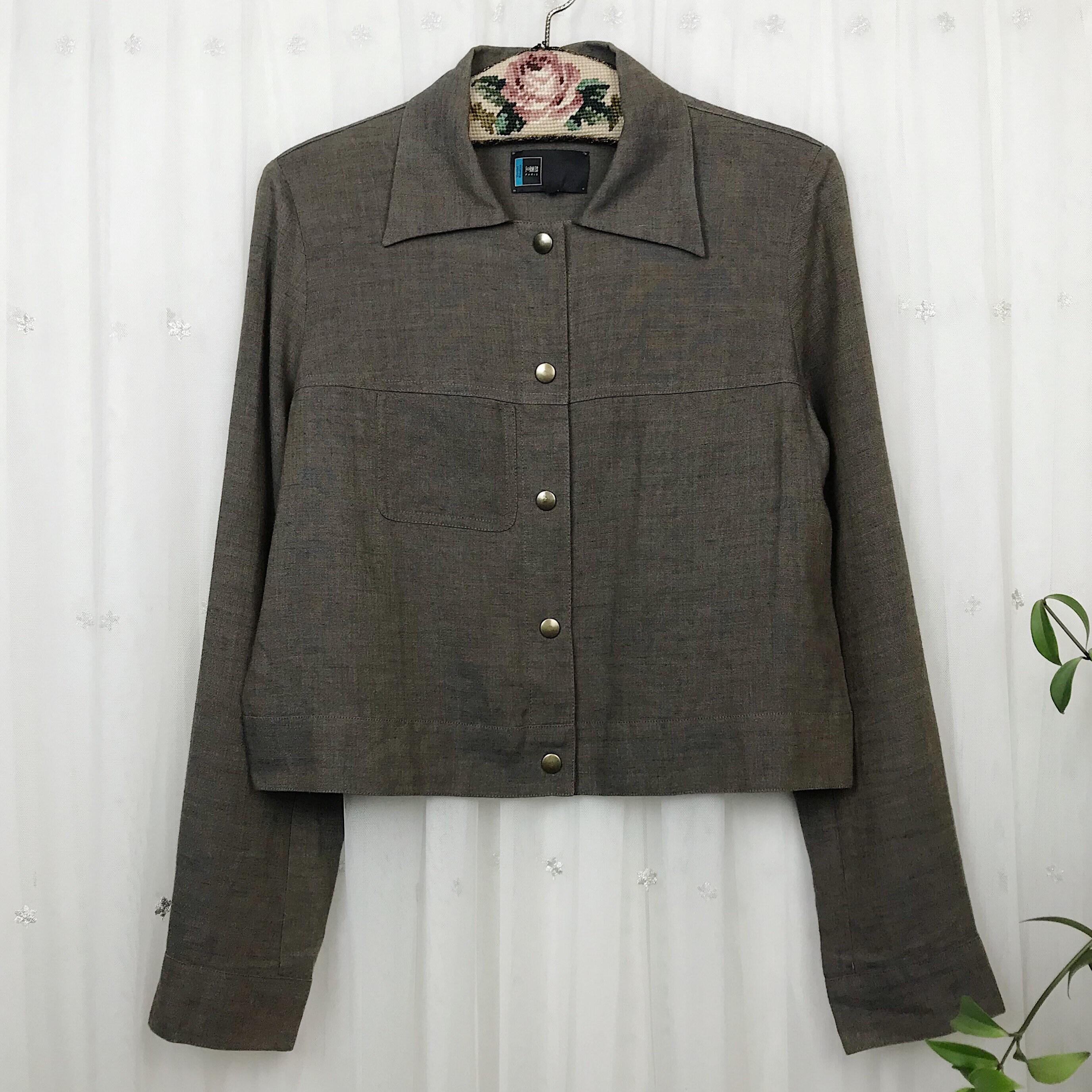 Vintage Linen Short Light Jacket Daniel Boudon Formes Paris Boho Bomber ...