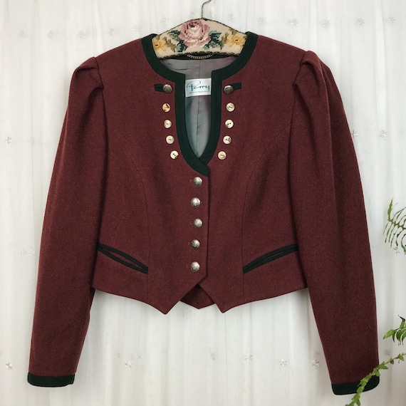 Vintage Dirndl Austrian Wool Jacket, Puff Sleeve Wool… - Gem
