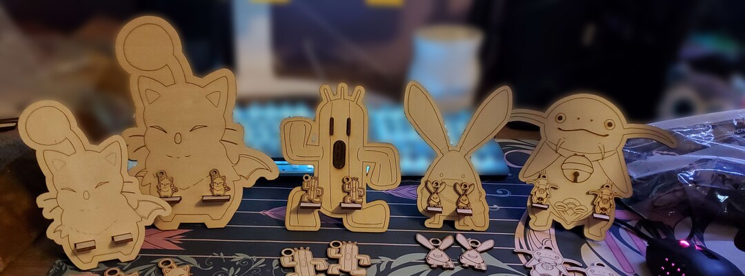 Final Fantasy Cactaur Spriggan Moogle Alpha Tonberry and Namazu Wooden ...