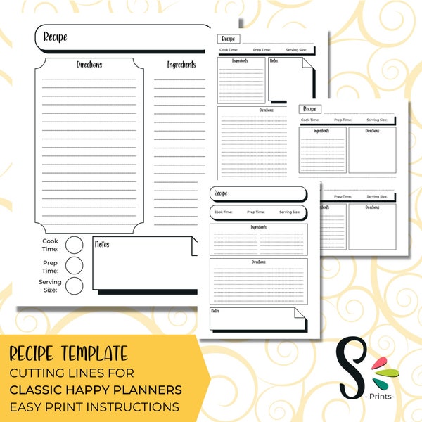 Happy Planner Classic Recipe - Etsy