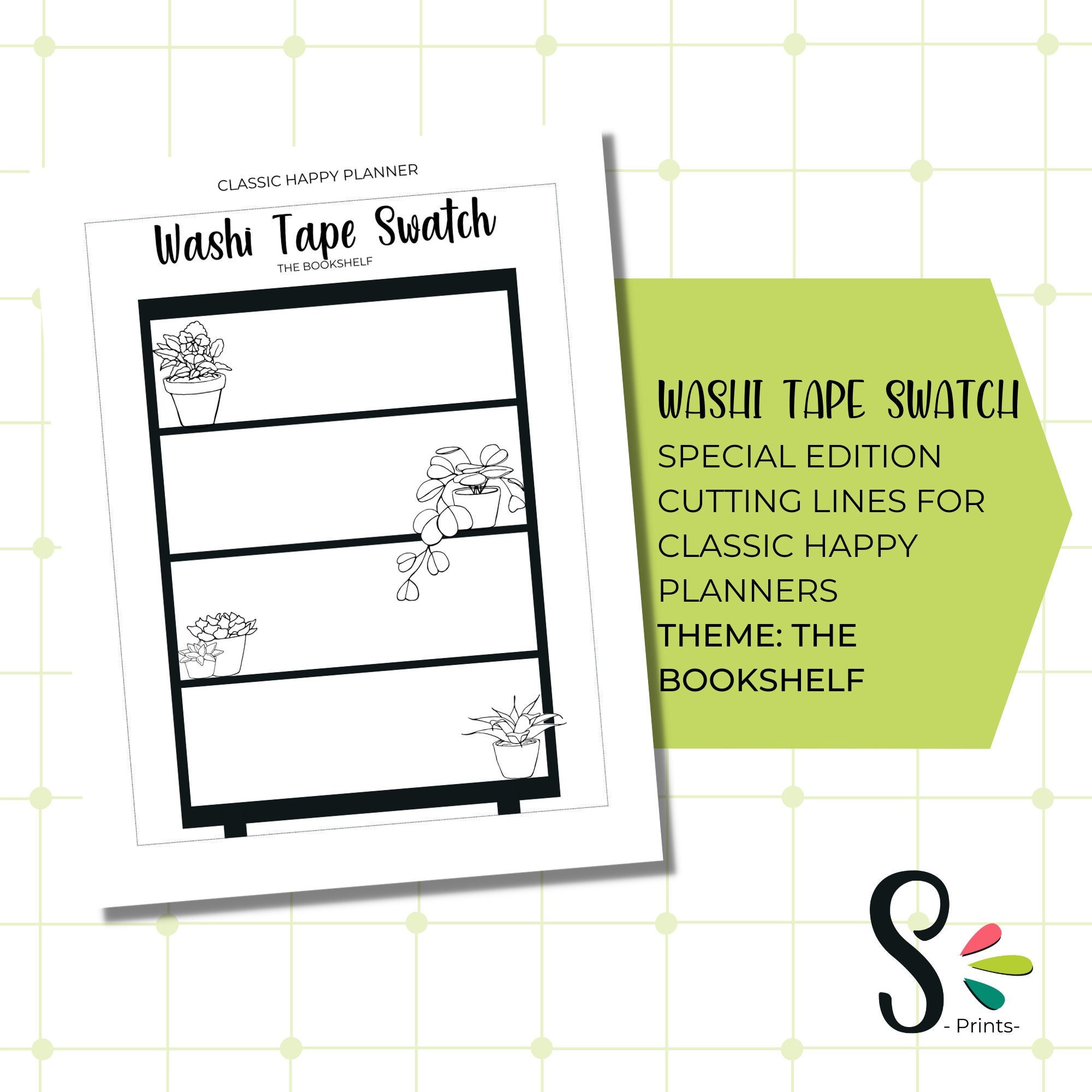 Washi Tape Swatch With Cutting Guide Lines for Classic Happy Planners ...