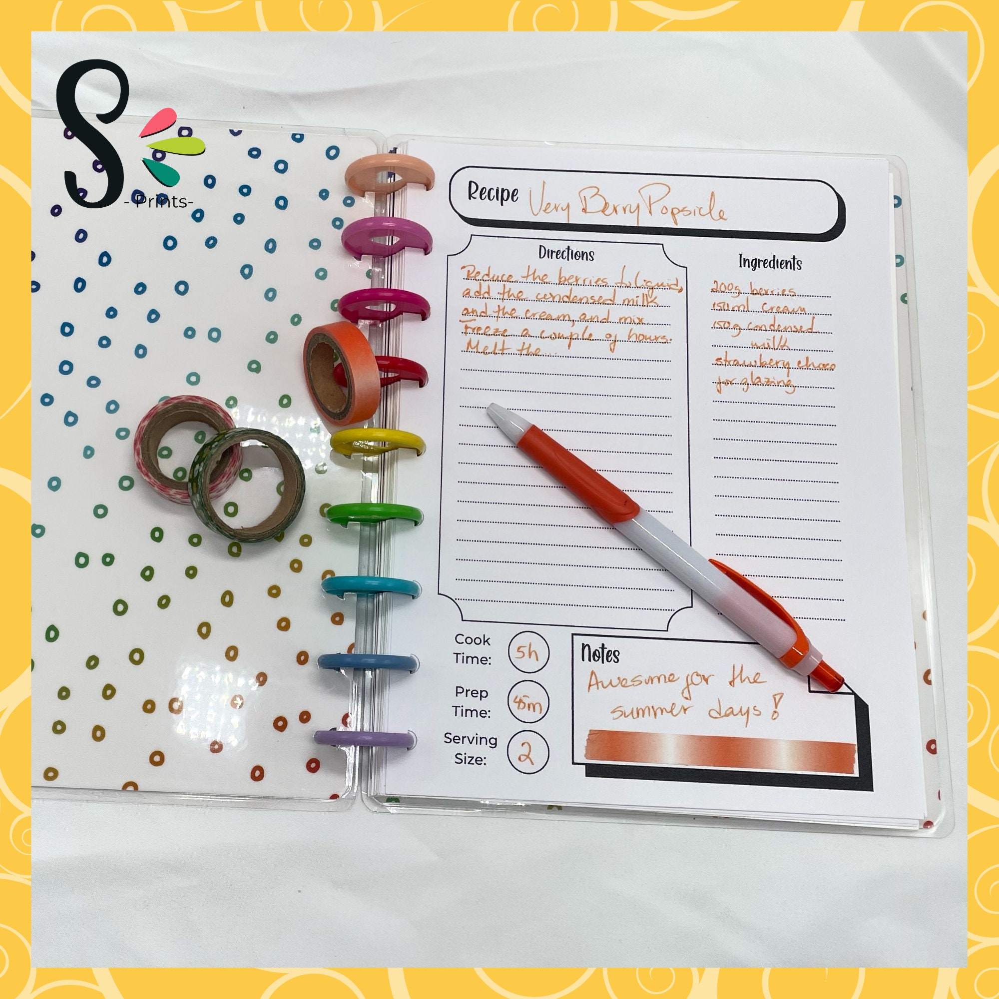 Recipe Book Printable Inserts for CLASSIC Happy Planner, Instant ...