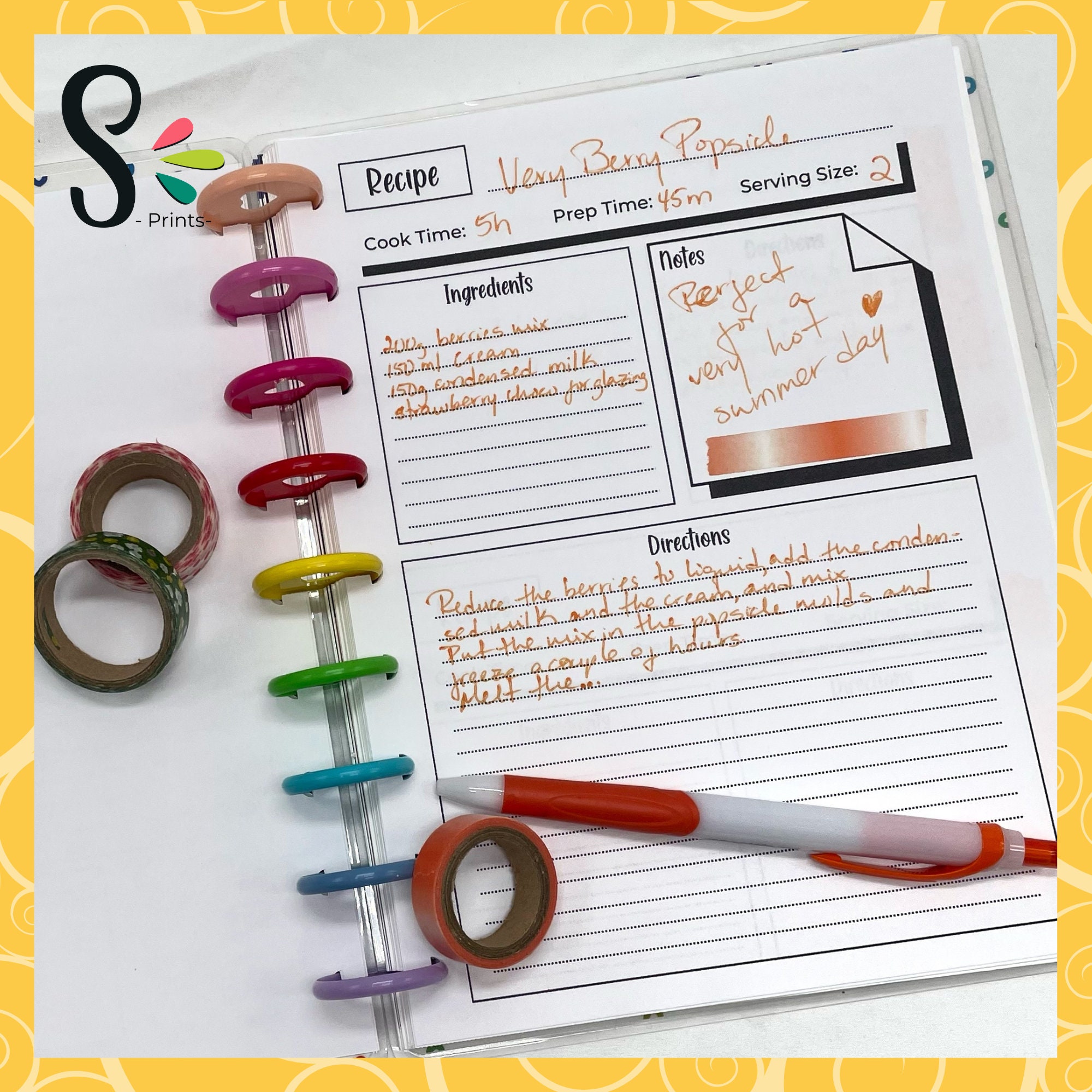 Recipe Book Printable Inserts for CLASSIC Happy Planner, Instant ...