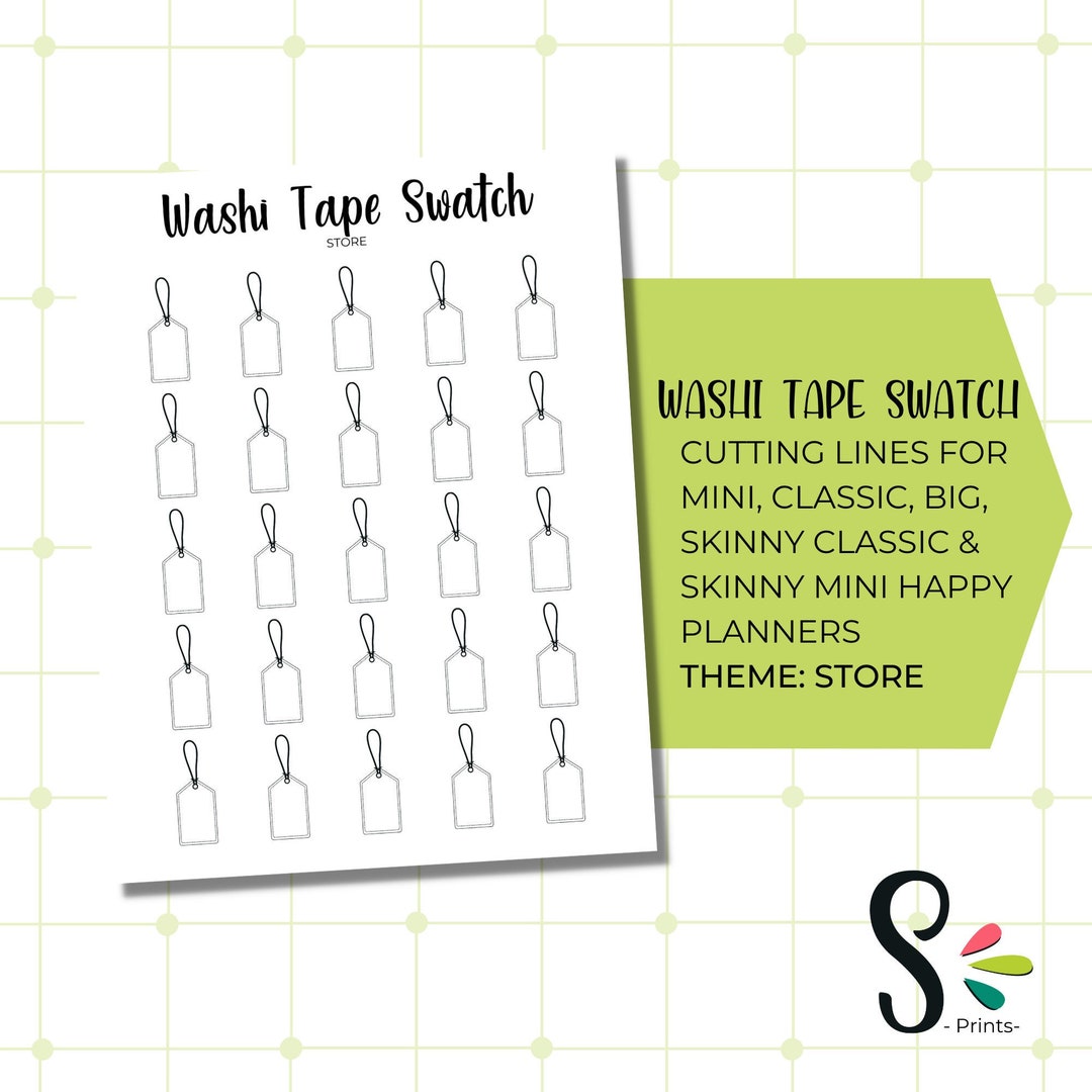 Washi Tape Swatch With Cutting Guide Lines for ALL Happy - Etsy