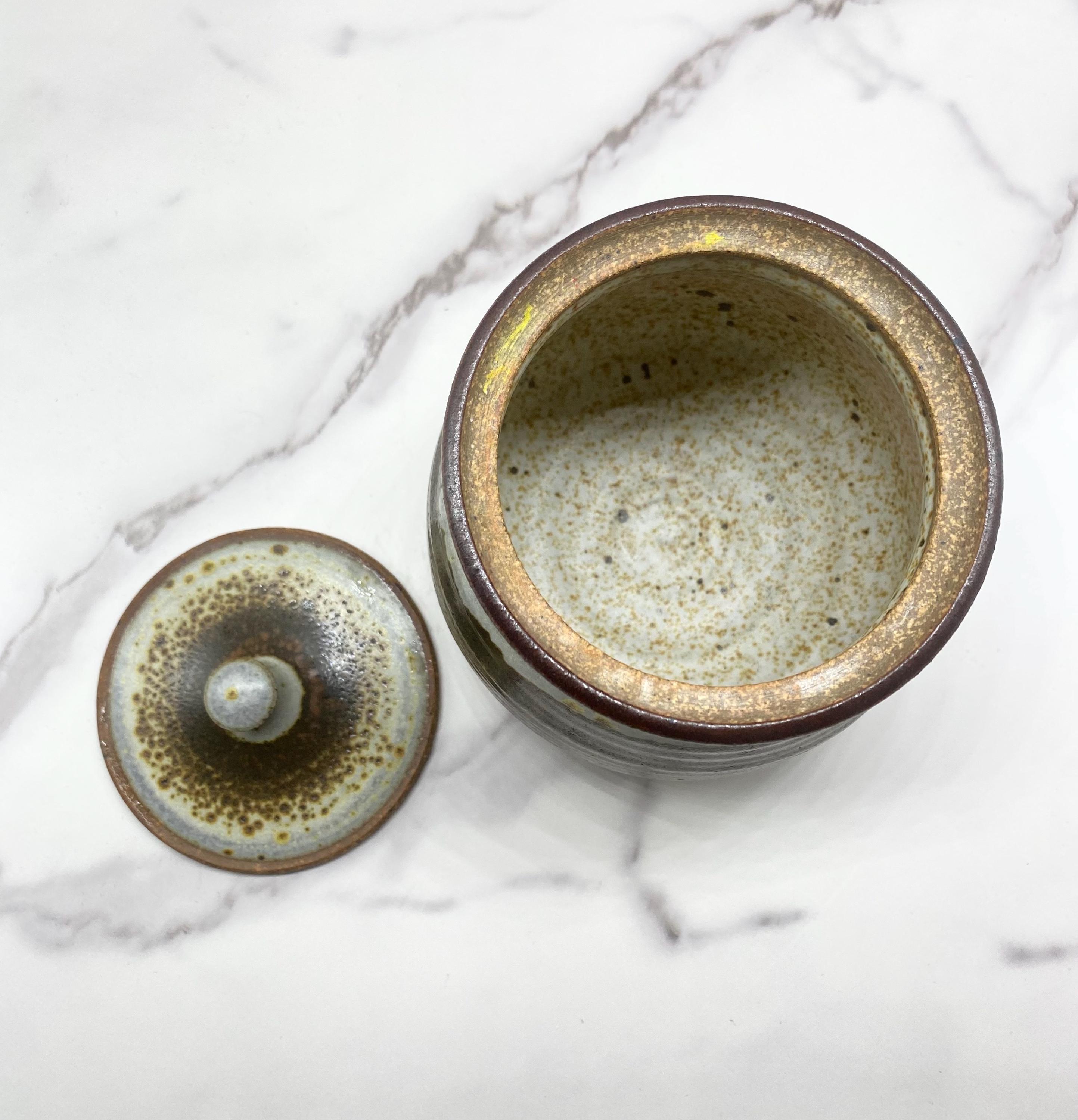 Vintage Studio Pottery Jar With Lid - Signed Stoneware Canister - Etsy