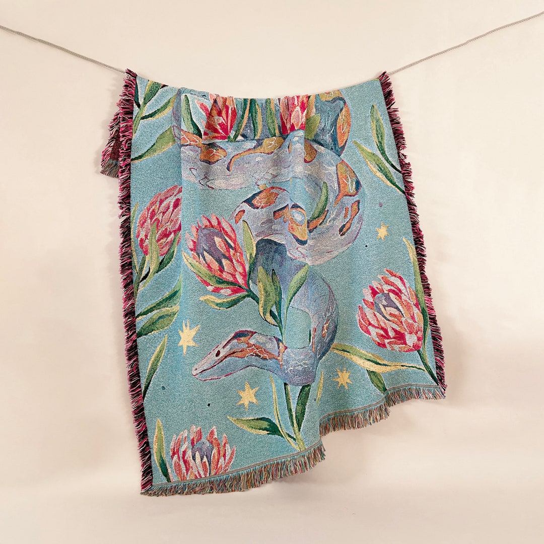 Snake Throw 72"x54" | Picnic Blanket, Wall Art Tapestry, Woven Throw - Etsy