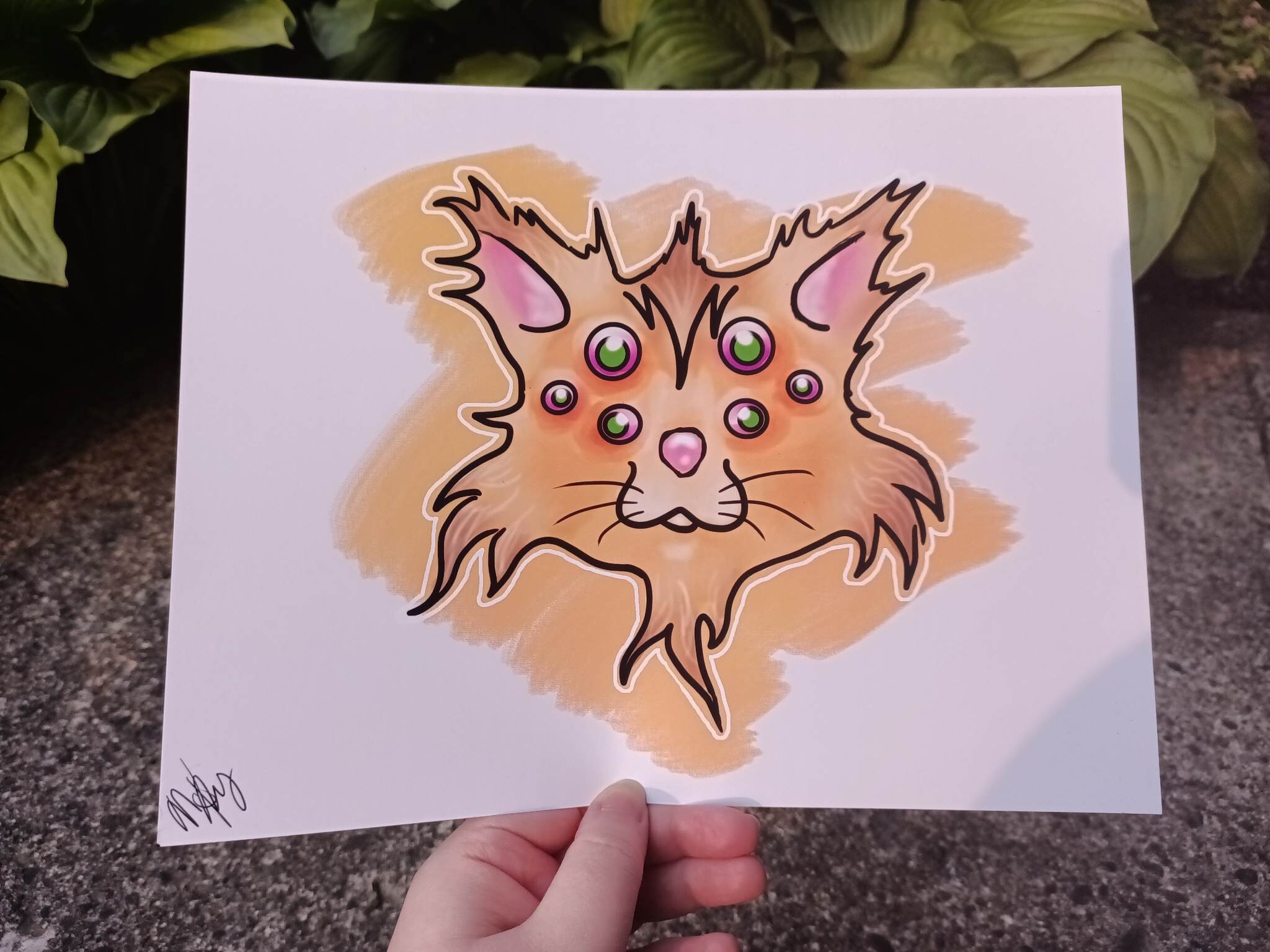 Scraggly Cat Art Print Graphic Background Variations Available - Etsy