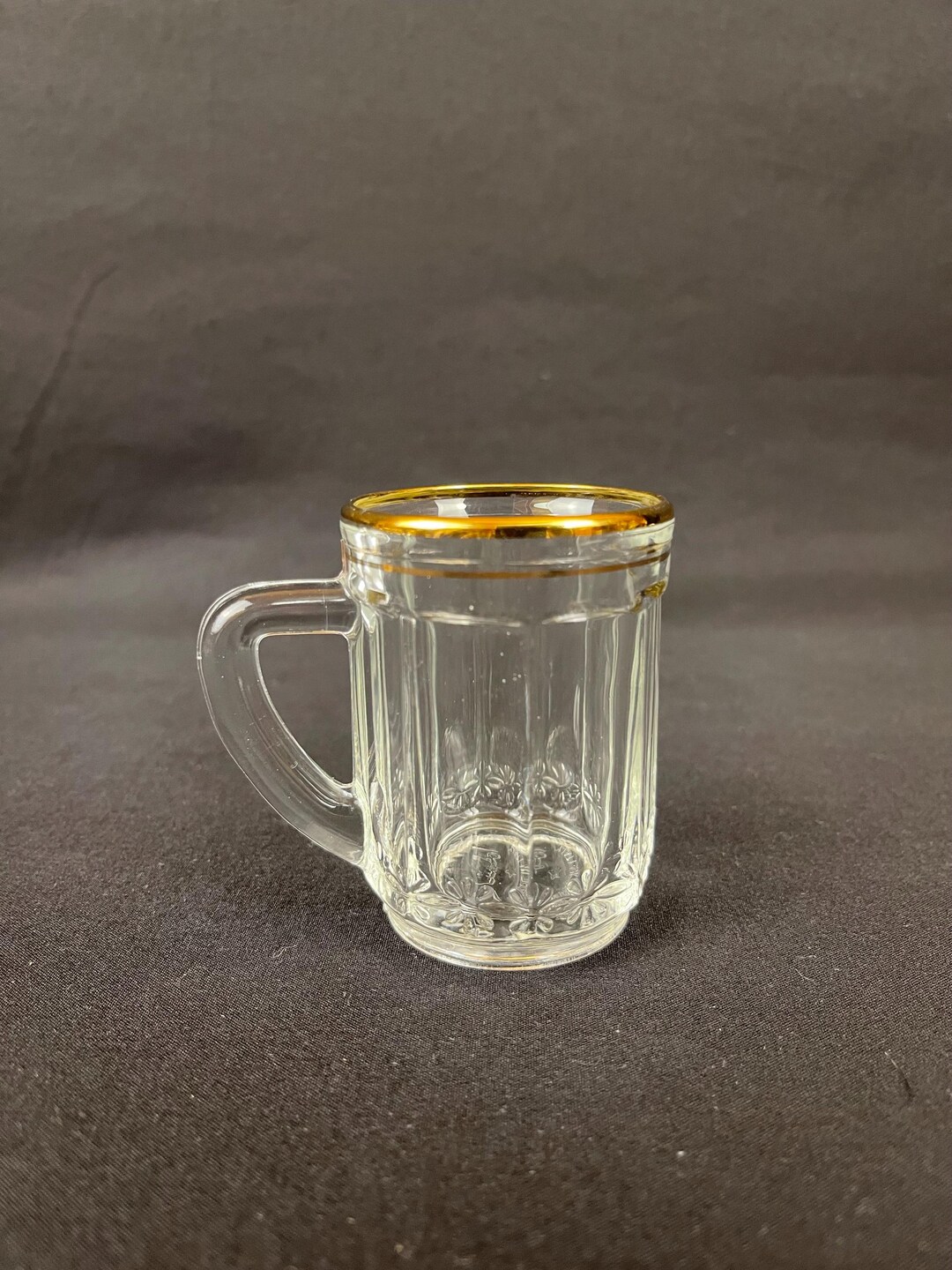 Vintage Al Mihdar Italian Glass Mugs - Set of 8 Gold Rim Espresso Cups ...