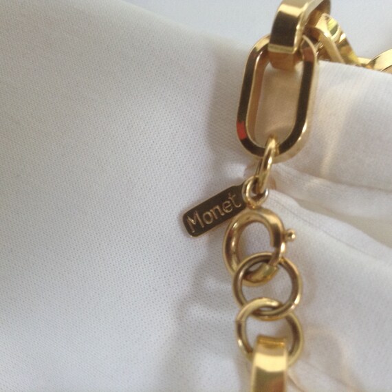 MONET Vintage 80's Long, Bold Goldtone Chain Link Nec… - Gem