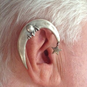 Large Marty Magic Ear Cuff Mystical Man in the Moon 925 Silver 1984 ...